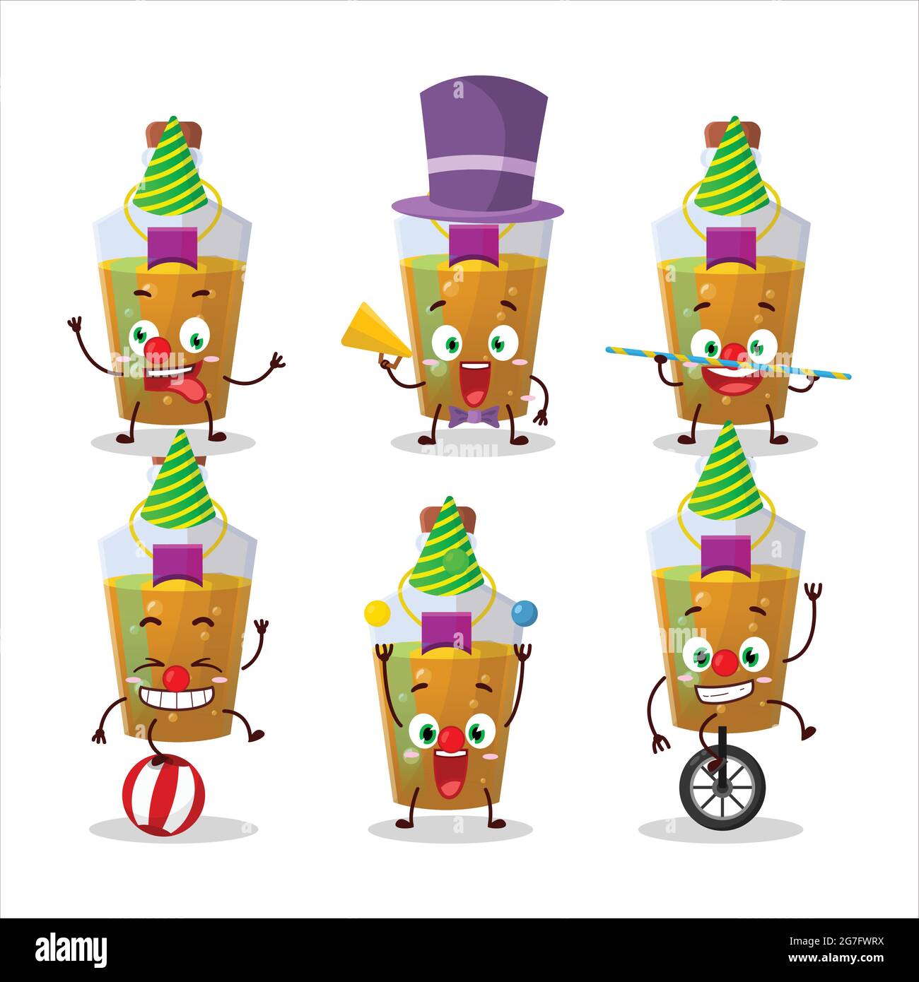 Cartoon character of orange magic potion with various circus shows ...