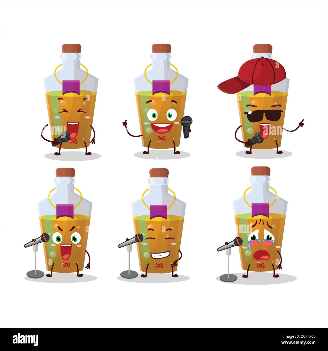 A Cute Cartoon design concept of orange magic potion singing a famous ...