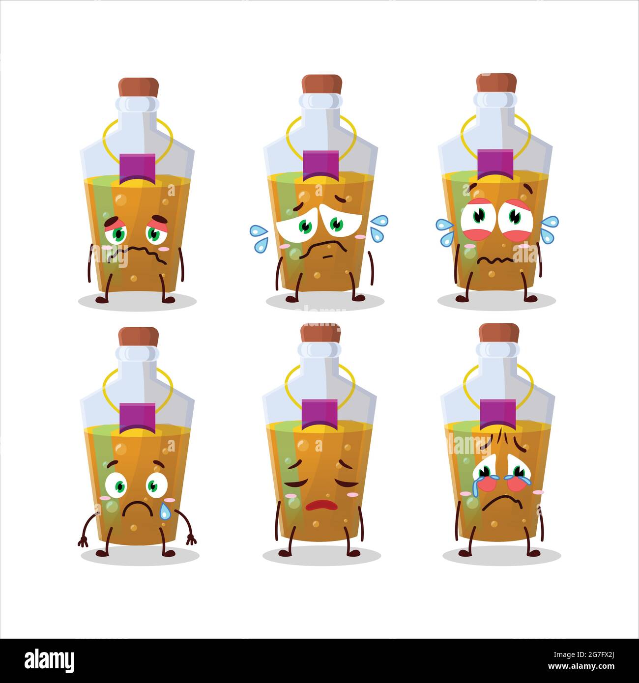 Orange magic potion cartoon character with sad expression. Vector ...