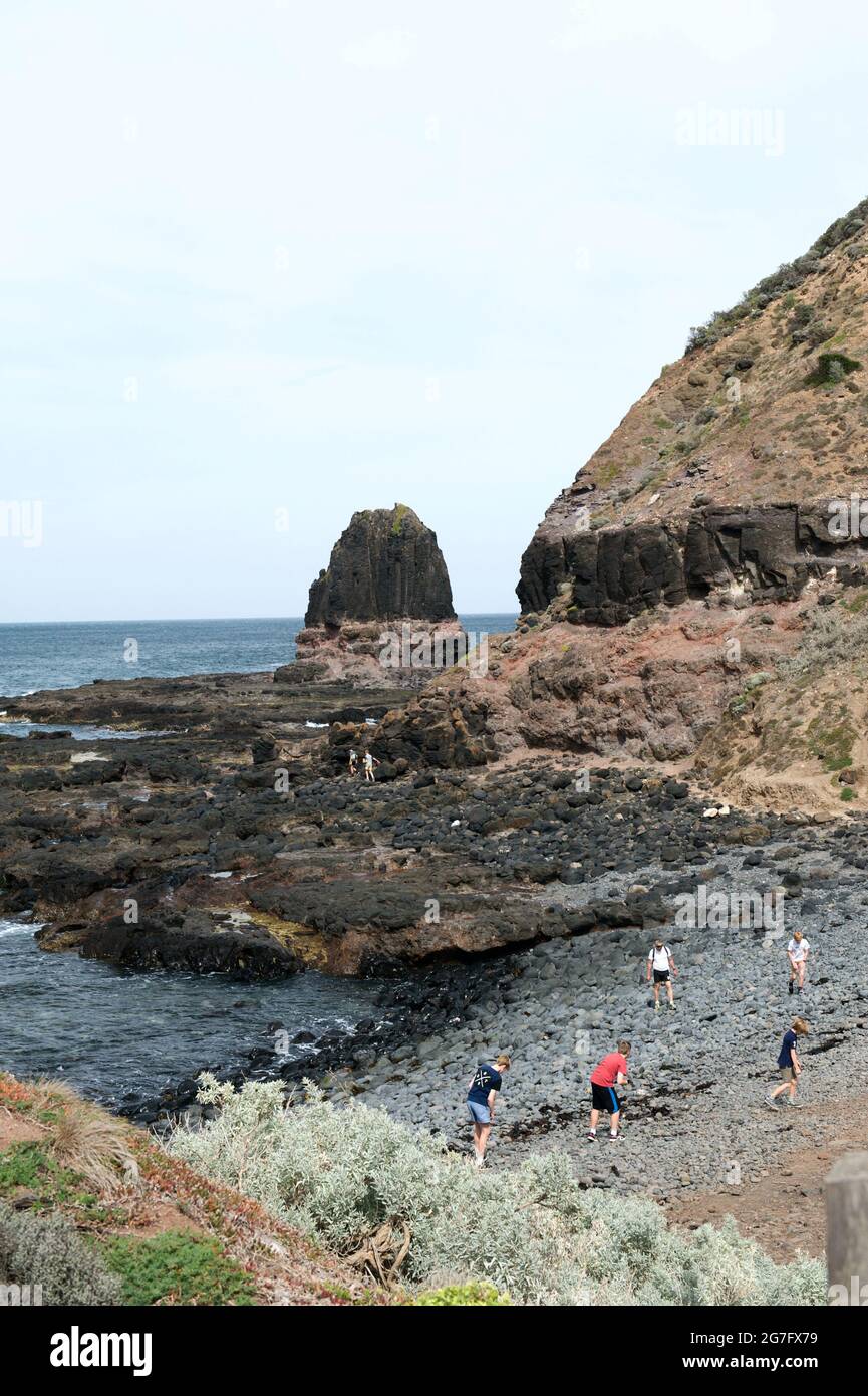 Pulpit Rock is quite impressive when seen from the beach at Cape Schank ...