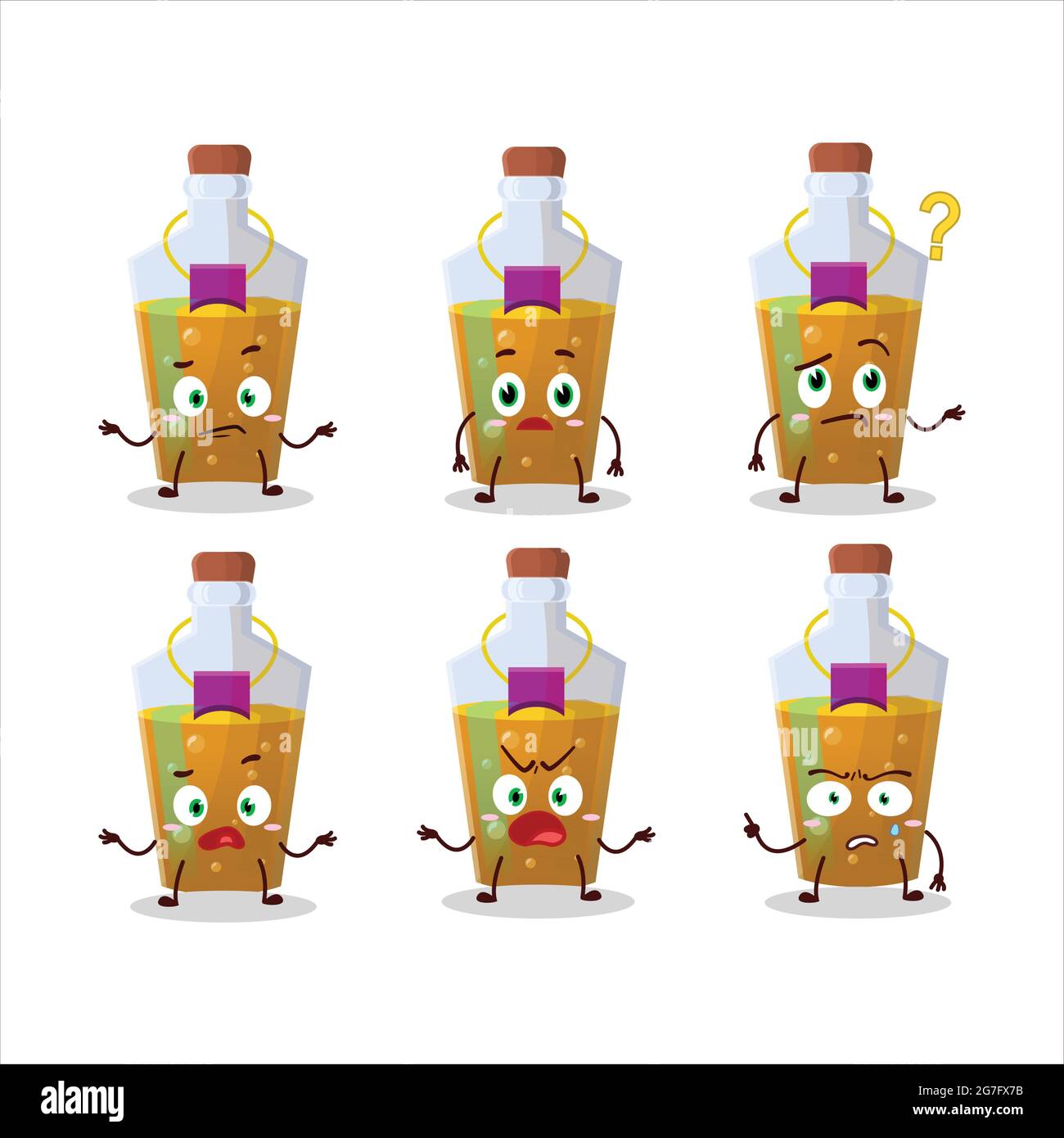 Cartoon character of orange magic potion with what expression. Vector ...