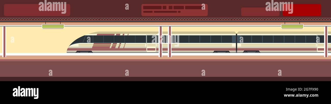 High-speed train at the metro station. Suburban and urban underground ...