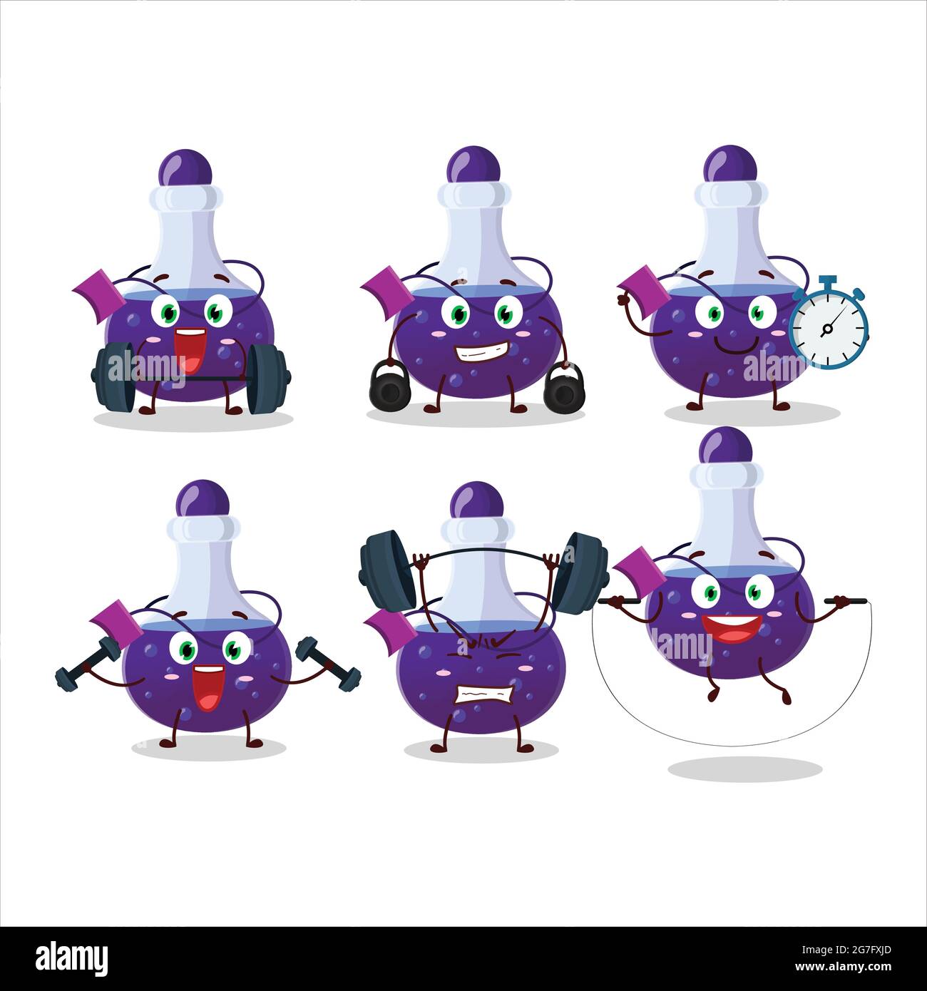 A healthy purple magic potion cartoon style trying some tools on ...