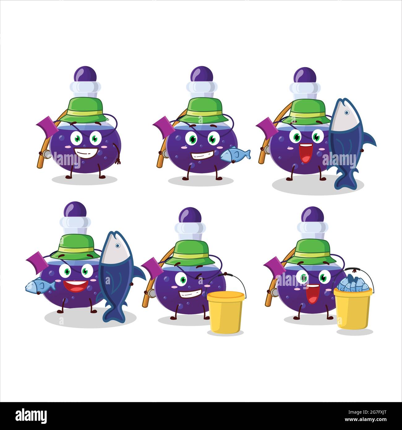 A fisherman purple magic potion cartoon picture catch a big fish ...