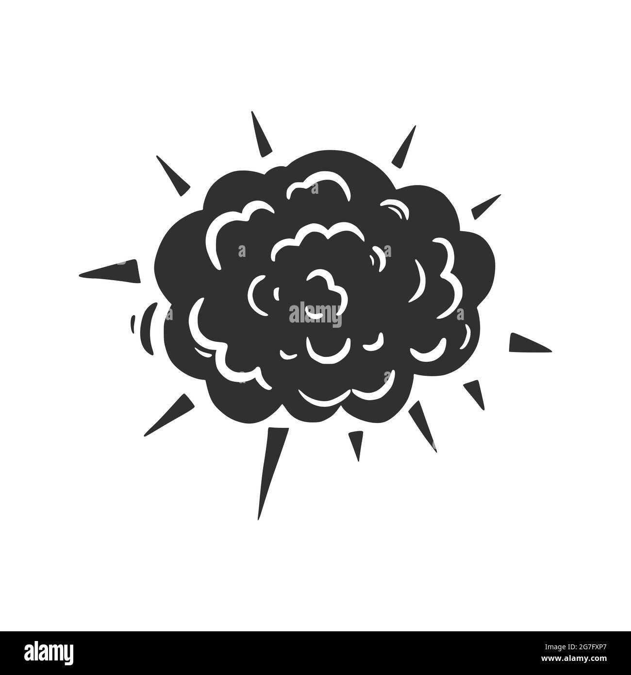 Hand drawn explosion cloud, splash smoke element. Comic doodle sketch ...