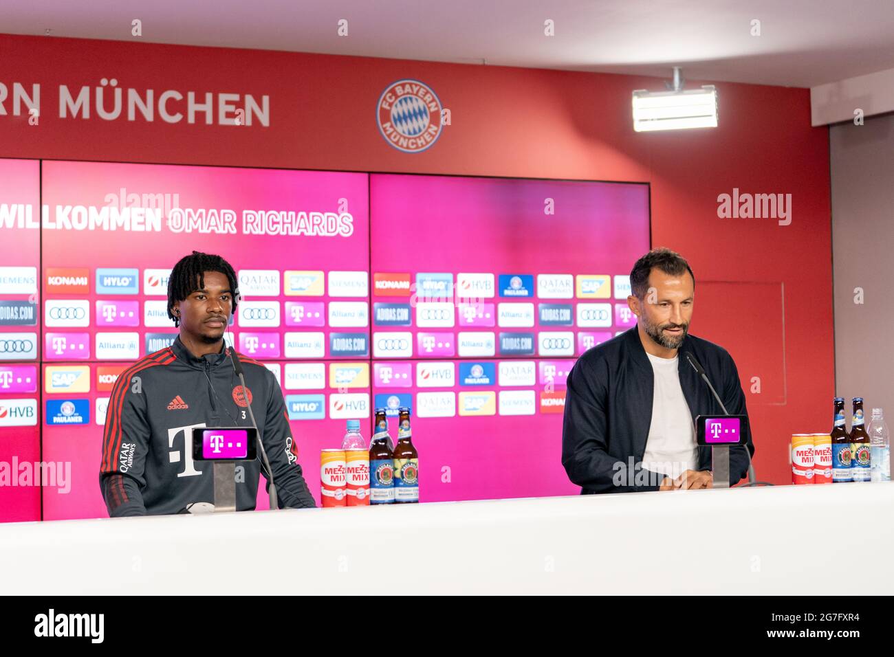 Omar Richards and Hasan Salihamidzic, FC Bayern Munich during a press ...