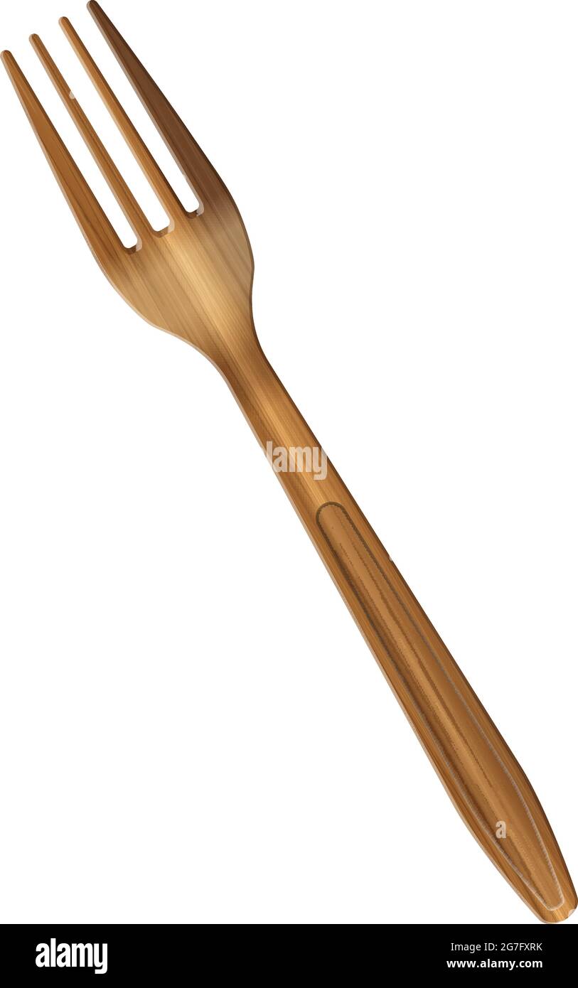 Wooden fork on a white background. Vector illustration Stock Vector ...