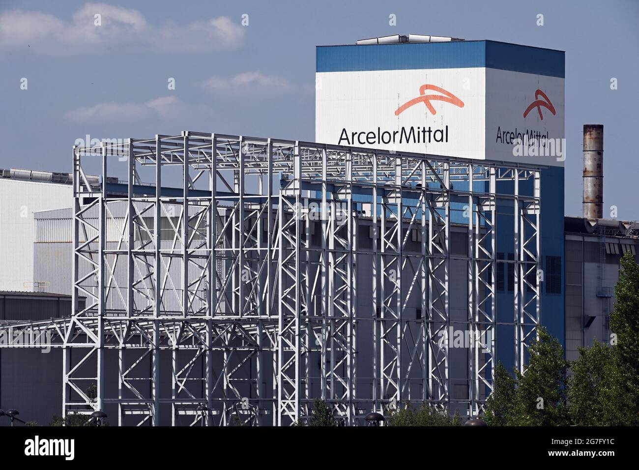 13 July 2021, Brandenburg, Eisenhüttenstadt: The ArcelorMittal ...