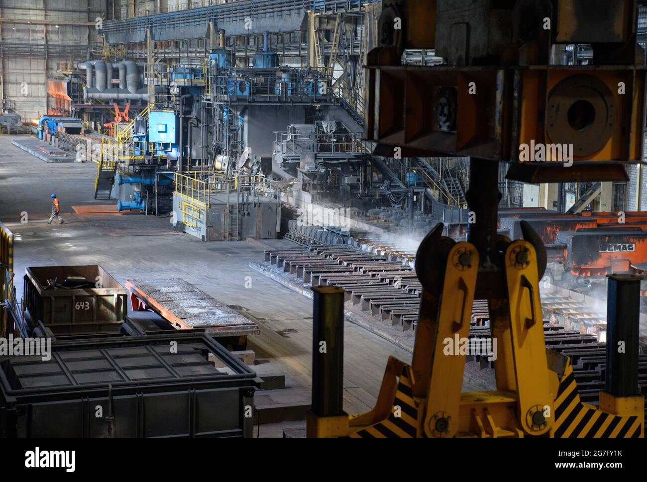 13 July 2021, Brandenburg, Eisenhüttenstadt: ArcelorMittal's hot ...