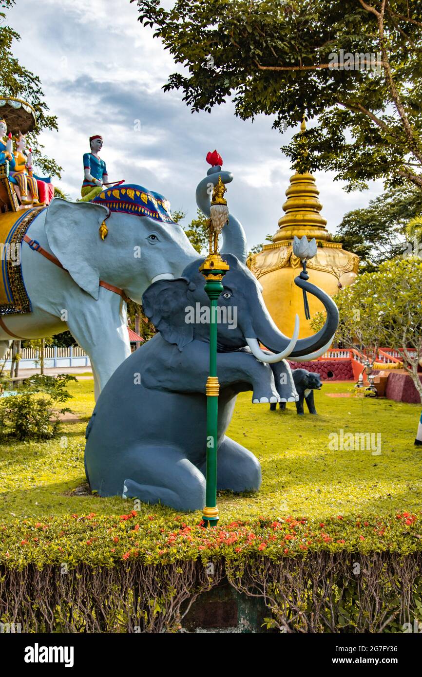 Wat Chak Yai temple, golden buddha and hundreds of monks, in ...