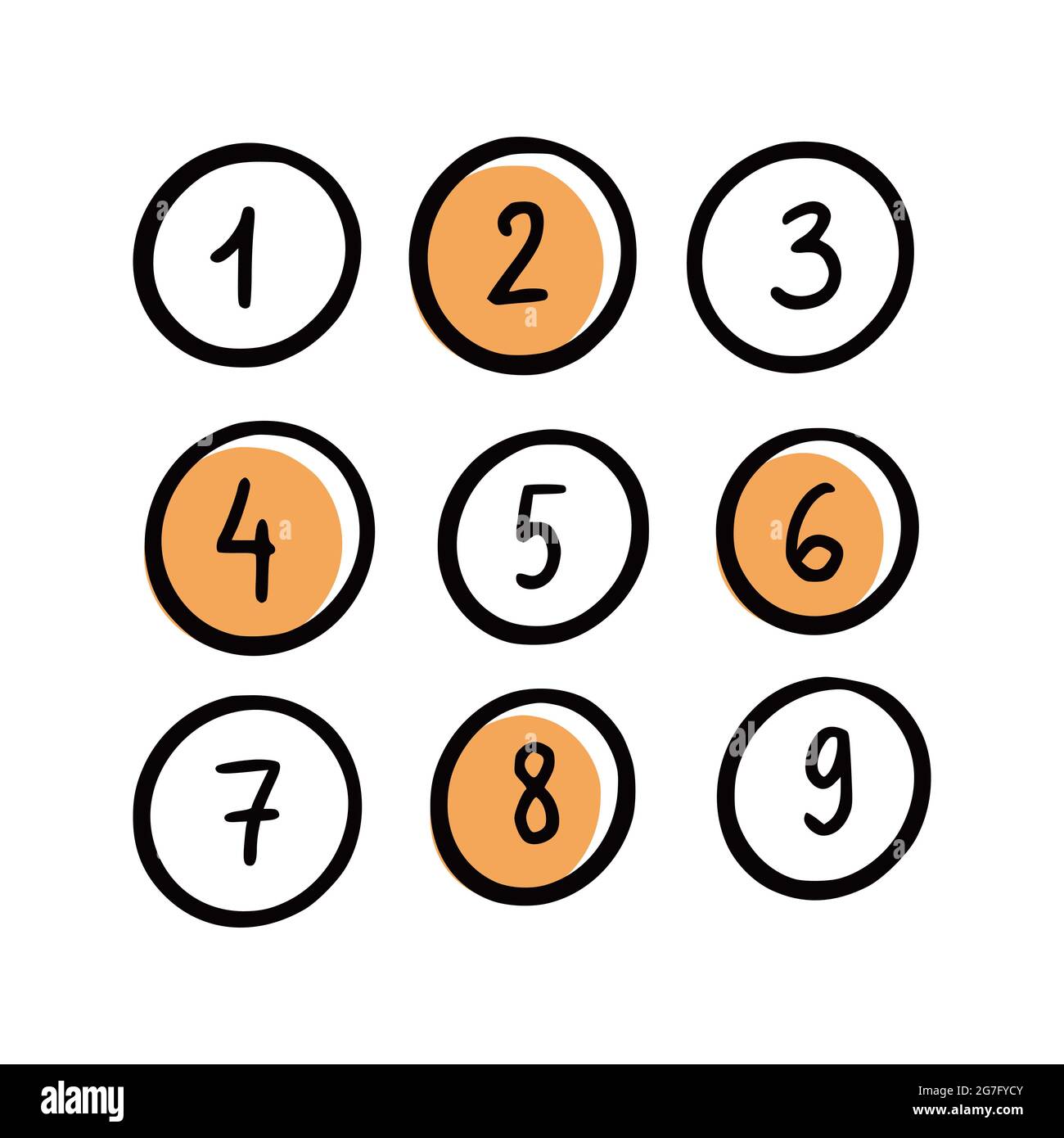 Number with scribble circle element. Doodle sketch scribble style. Hand ...