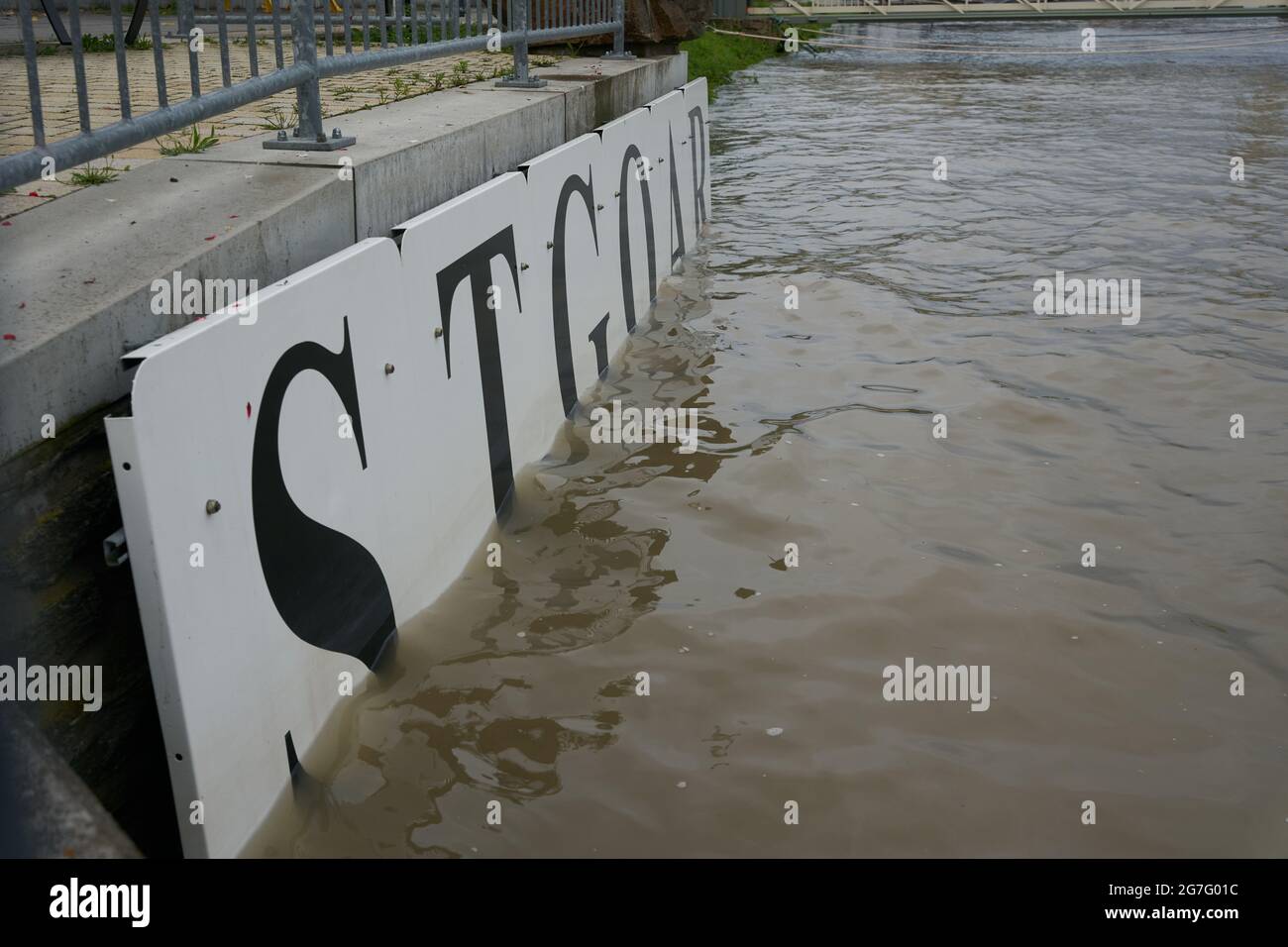 St. Goar, Germany. 14th July, 2021. A sign with the place name of St ...