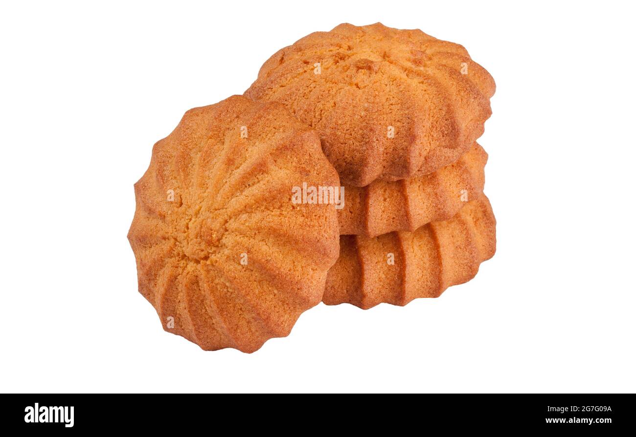 Crunchy butter shortbread biscuits isolated on white background Stock ...