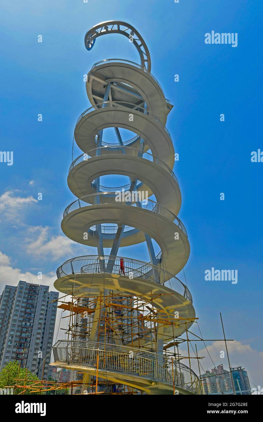 Chongqing, China, 13 July 2021Photo shows a spiral-shaped sky ladder ...