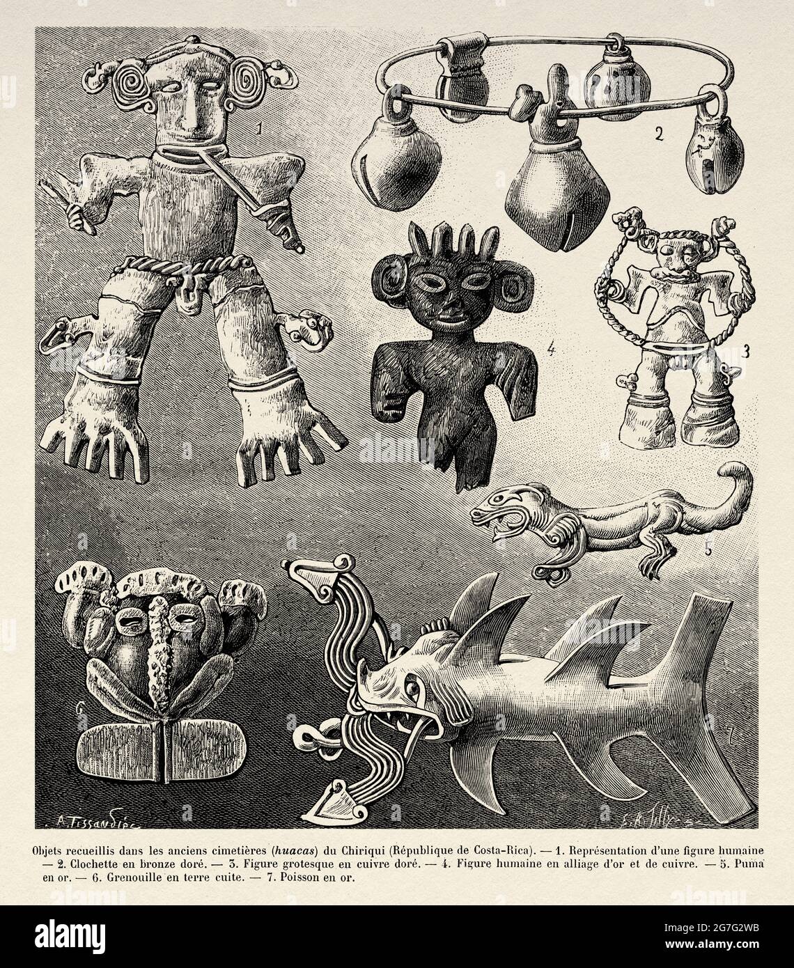 Ancient objects from the cemeteries of the Huacas. Chiriquí, Costa Rica ...