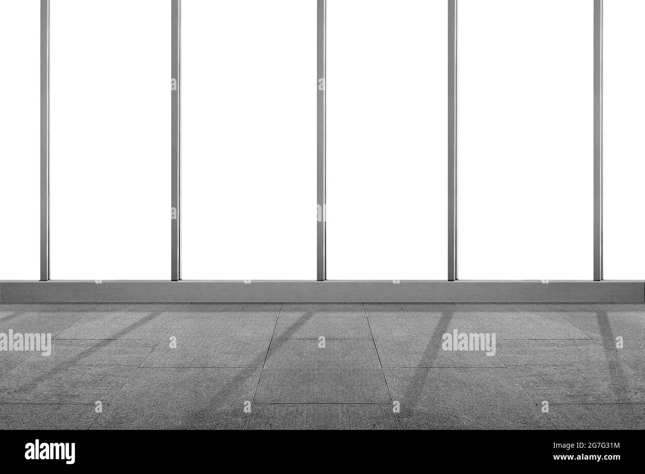 Empty room with window glass with a white background Stock Photo - Alamy