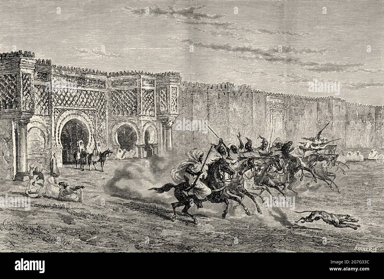 Moroccan soldiers on horseback in front of the governor's palace in ...