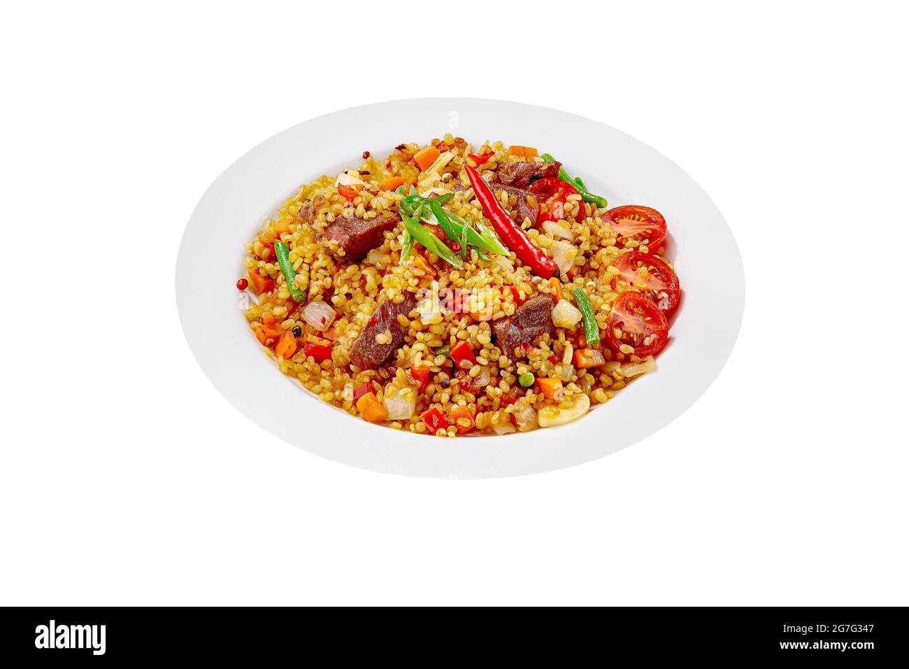 White steamed rice vegetables Cut Out Stock Images & Pictures - Alamy