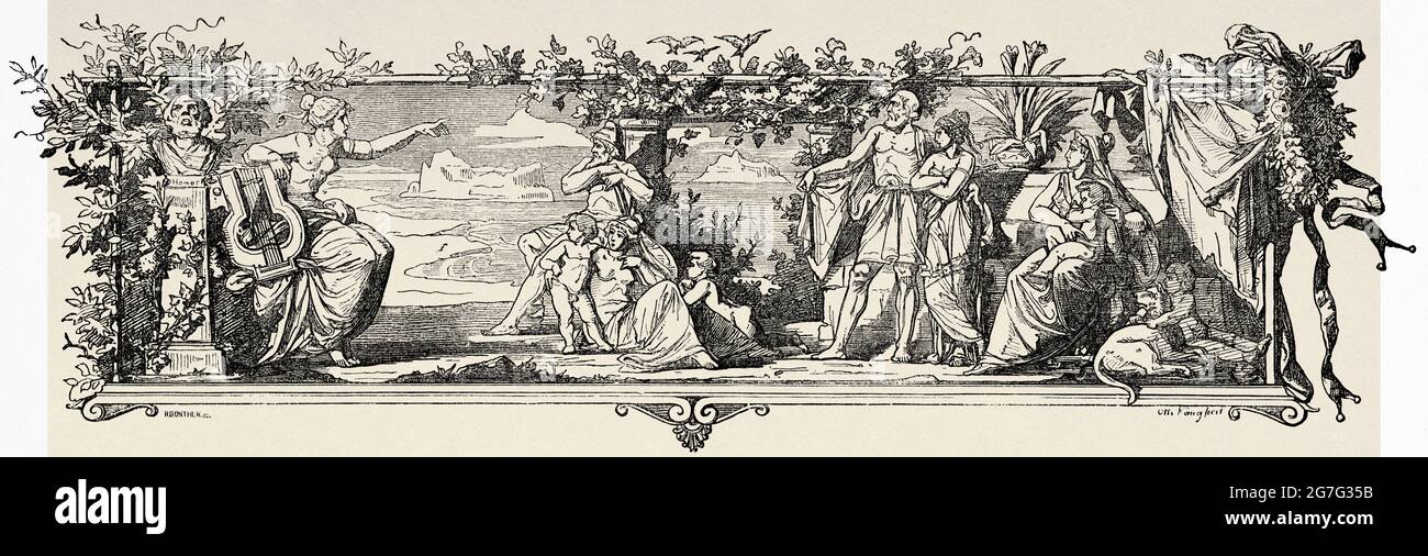 History and customs of ancient Greece and Rome. Old 19th century ...