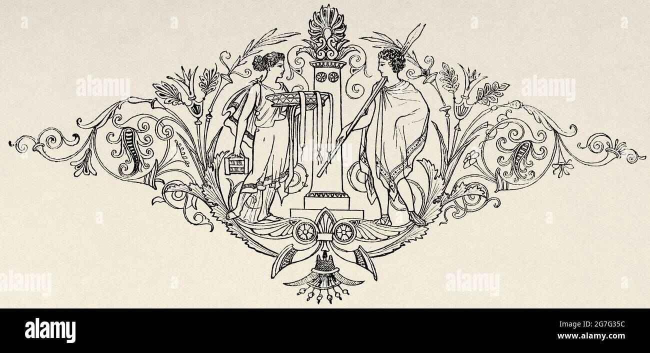 History and customs of ancient Greece and Rome. Old 19th century ...