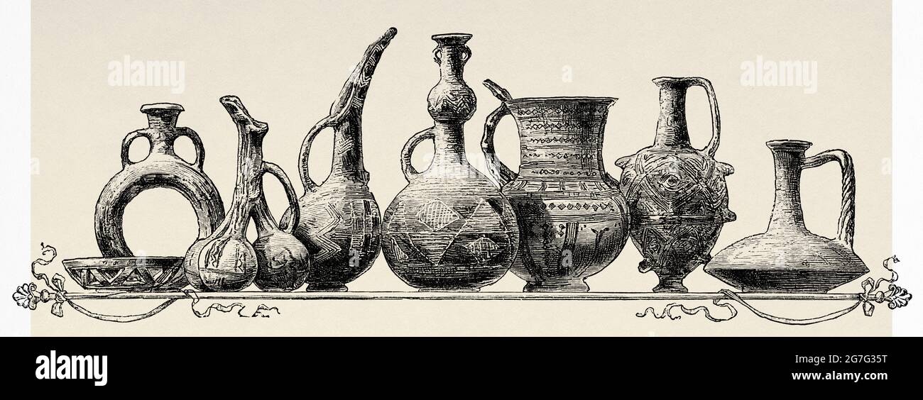 Clay pots from Cyprus prehistoric times found by Luigi Palma di Cesnola ...