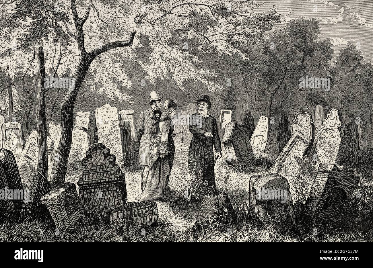 Old Jewish Cemetery in Prague. Czech Republic, Europe. Old 19th century ...