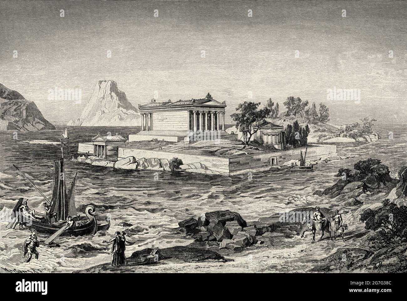 Ancient Greece. Classical ancient temple of Aphaea Athina at Aegina ...