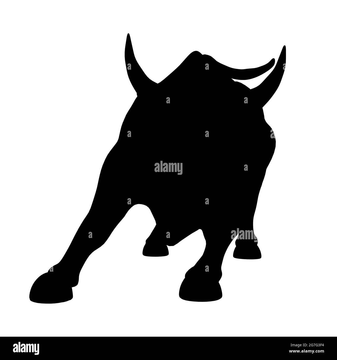 Silhouette of a running bull isolated on a white background. Vector ...