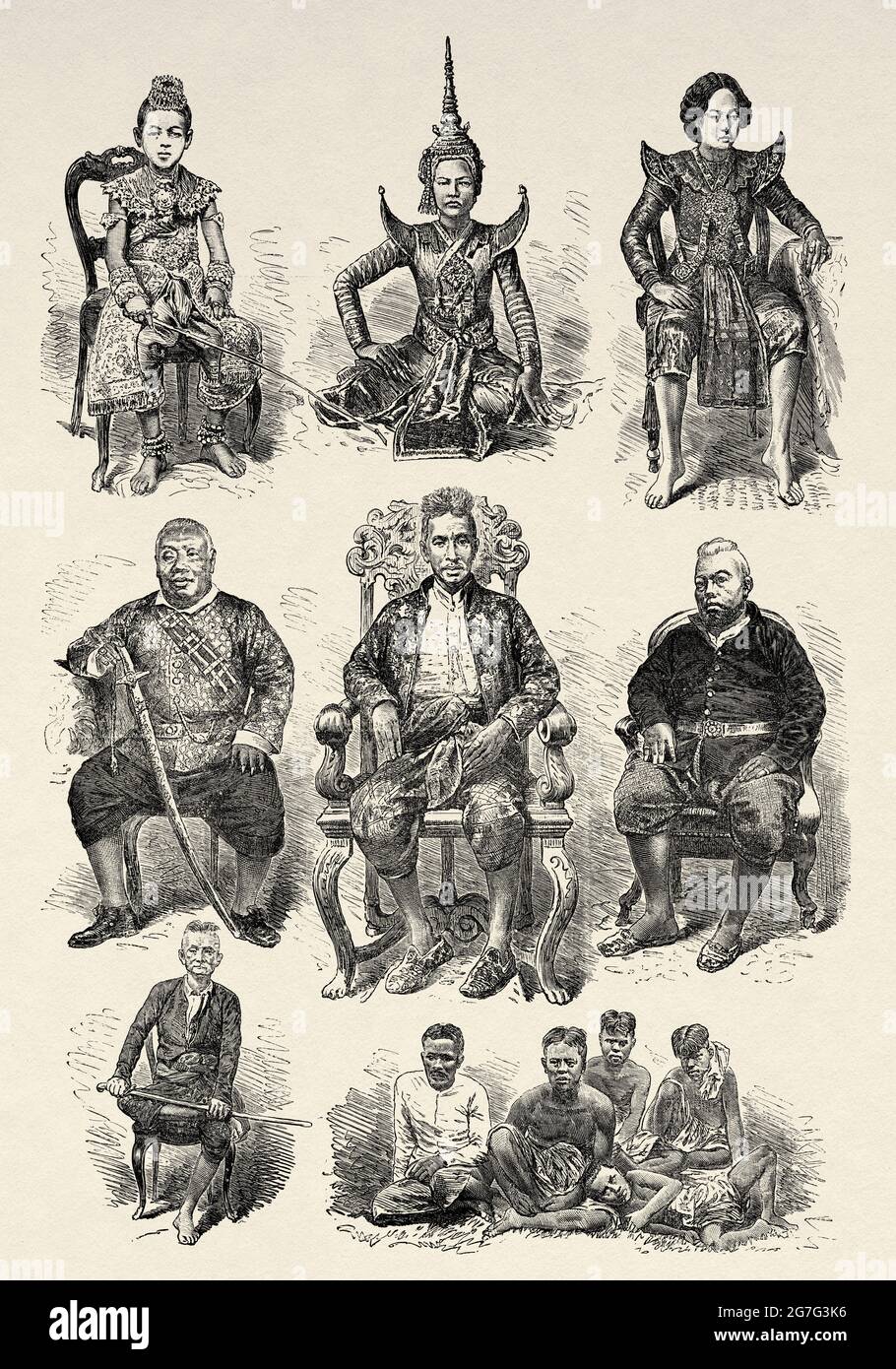 Court characters of the ancient Siam civilization, Thailand, old ...
