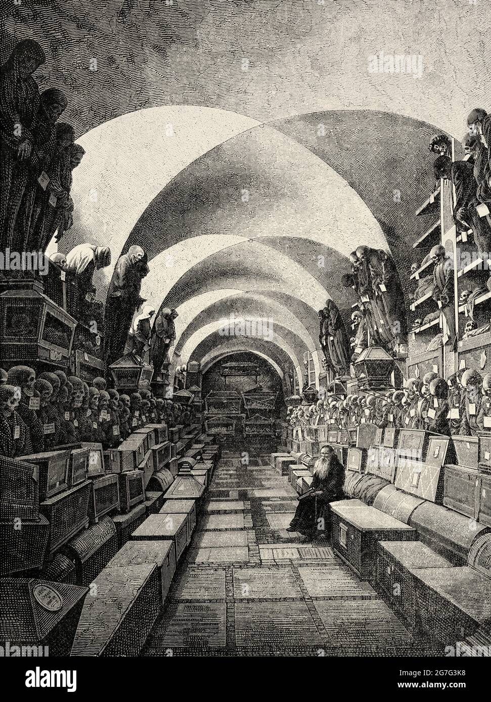 Catacombs of the Capuchin monastery crypt in Palermo, Sicily. Italy ...