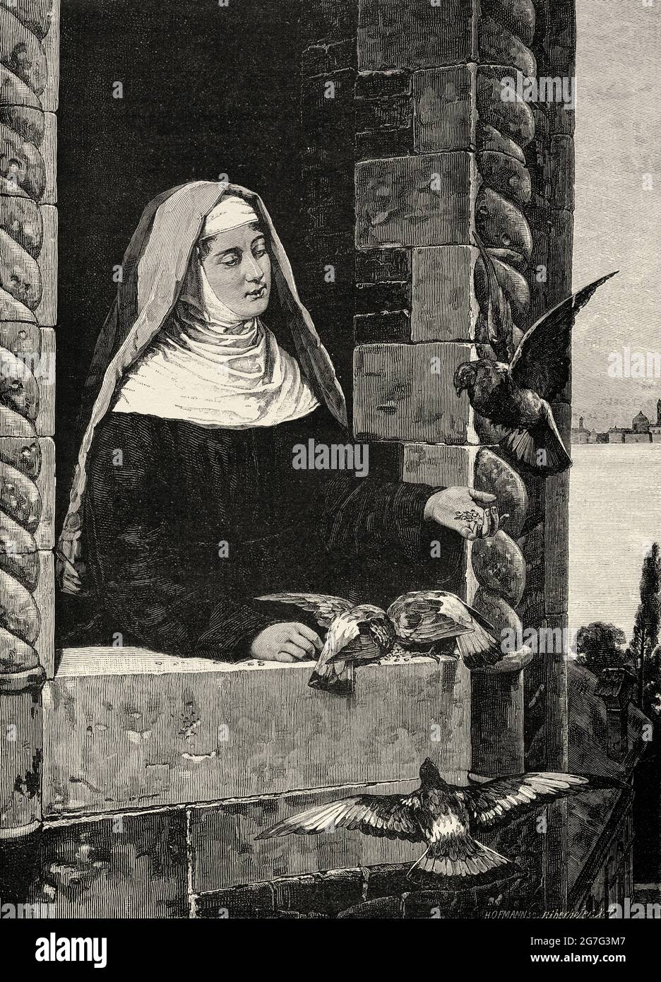 Nun feeding pigeons hi-res stock photography and images - Alamy