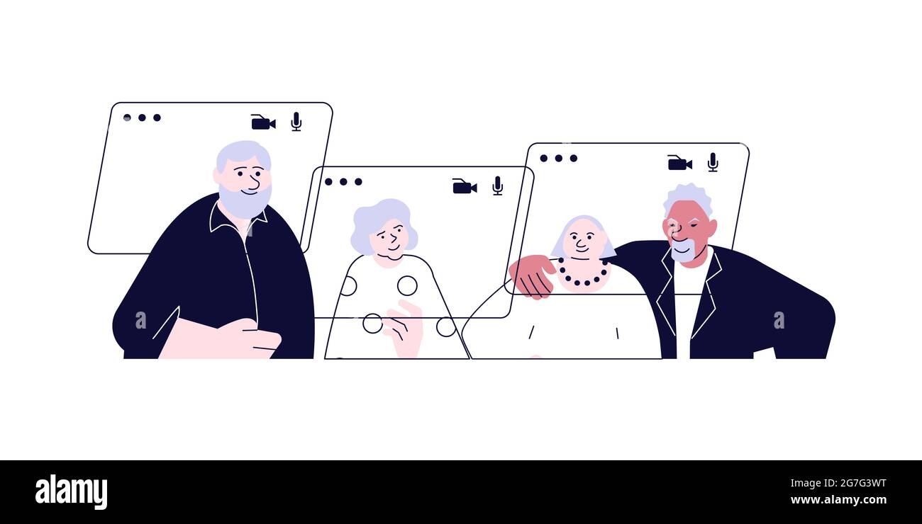 Video call connecting for keep social distancing. Elderly People have ...