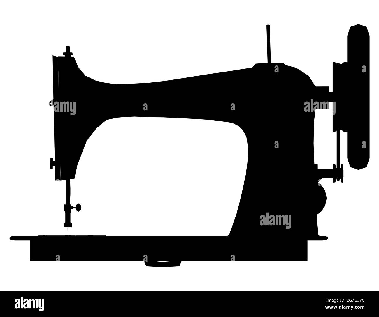 Sewing machine silhouette isolated on white background. Side view ...