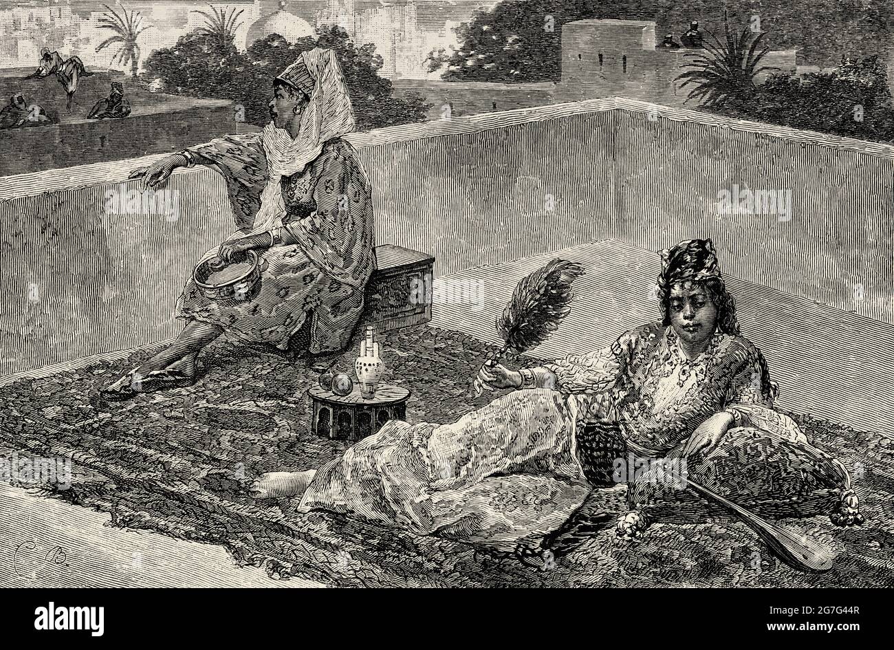 Women having fun on a rooftop in the Moroccan city of Fez, Morocco ...