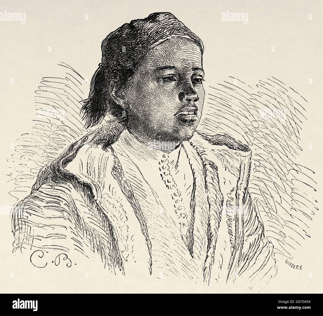 Slave of the Sultan of Morocco, Maghreb. North Africa. Old 19th century ...