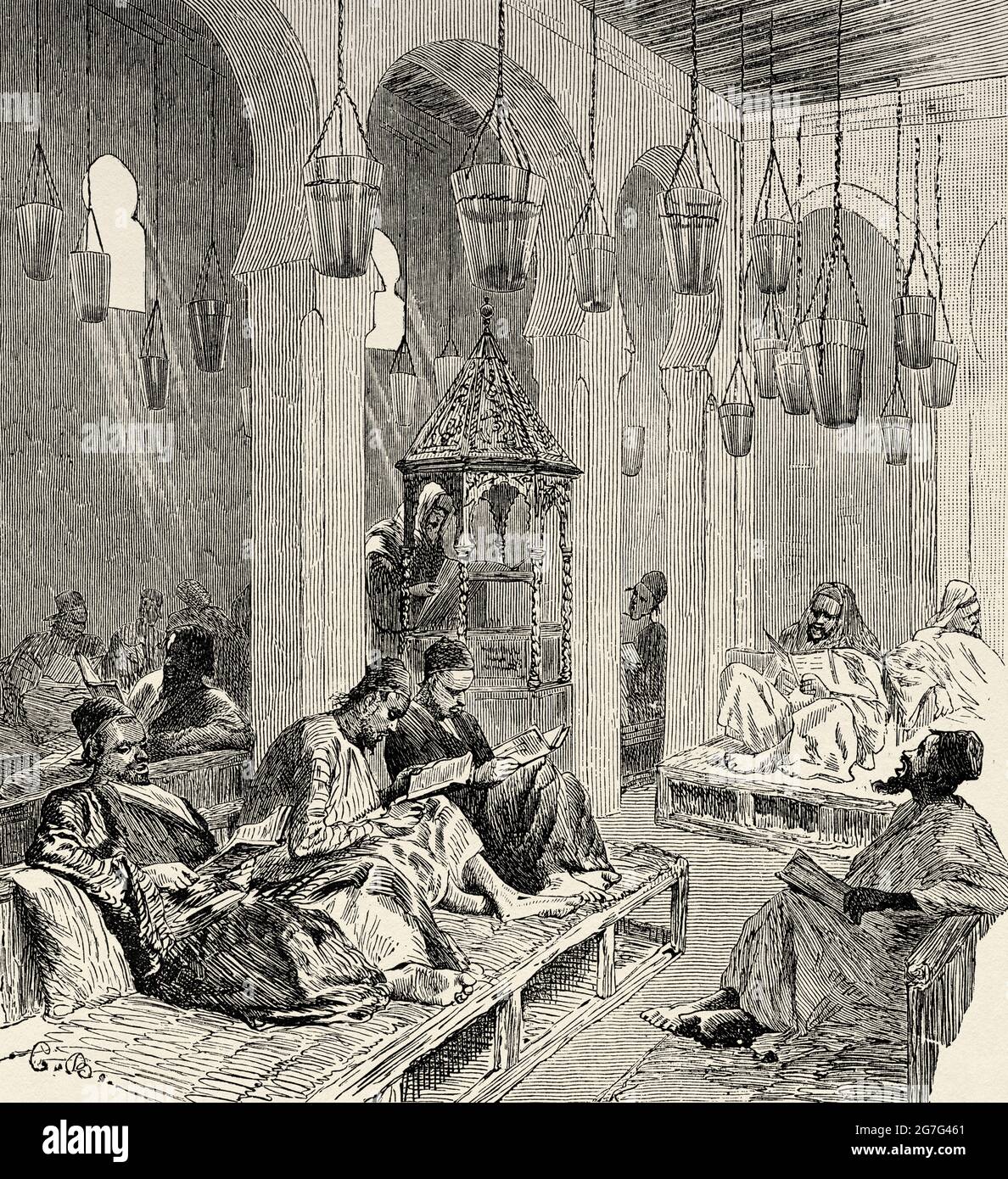 Ibn Danan Synagogue at Fez, Morocco, Maghreb. North Africa. Old 19th ...