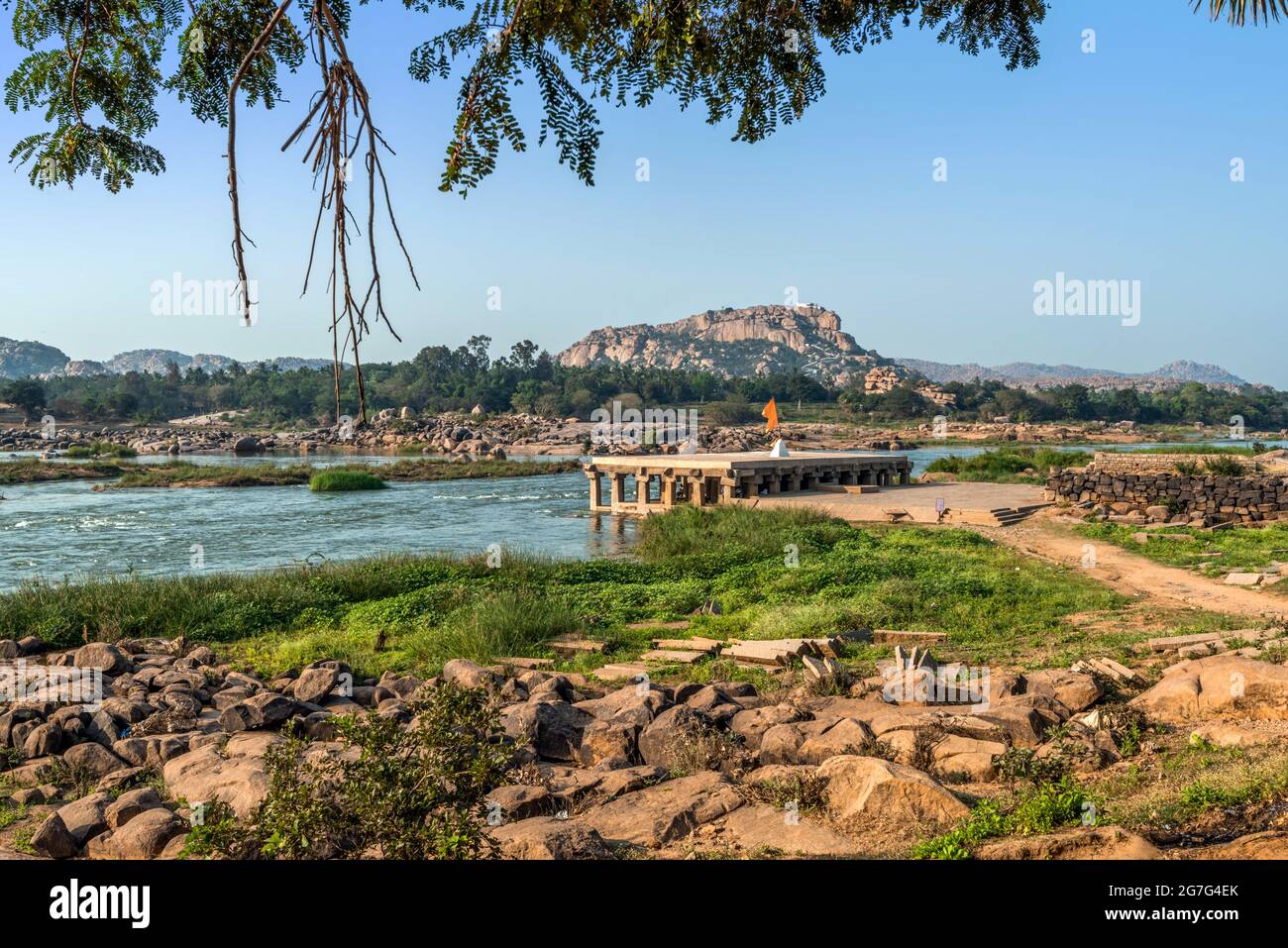Ancient Vijayanagara Empire civilization ruins in Hampi near ...