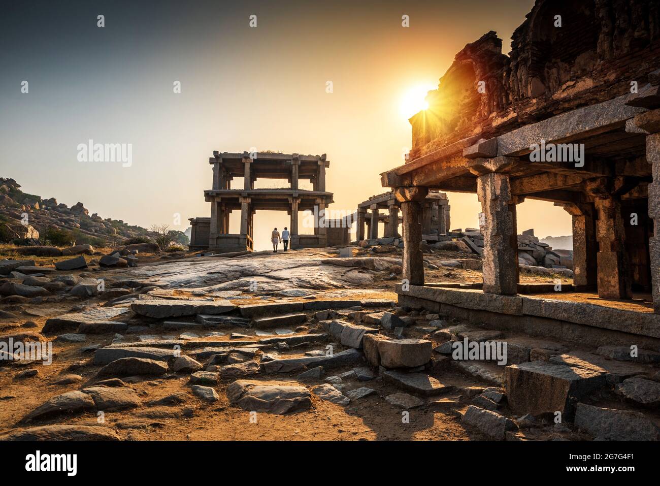 Ancient Vijayanagara Empire civilization ruins of Hampi Beautiful view ...