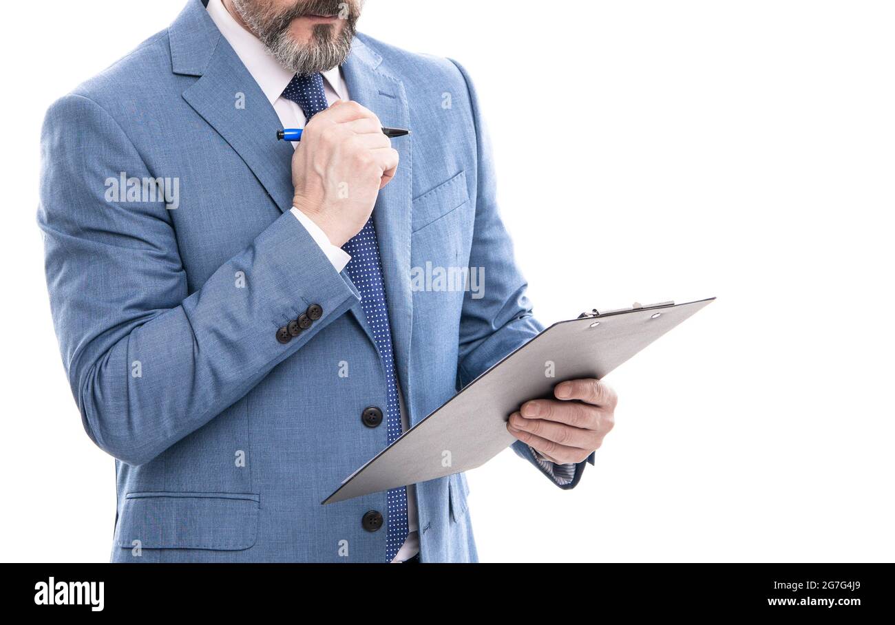 cropped businessman signing contract on folder documents isolated on ...