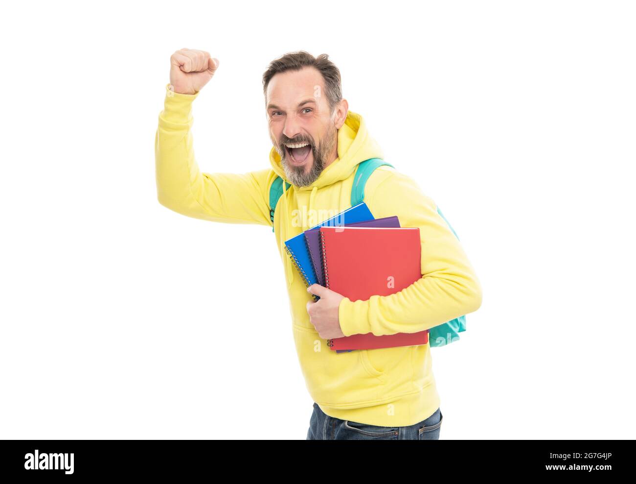 graduation. senior guy back to school isolated on white. caucasian man ...