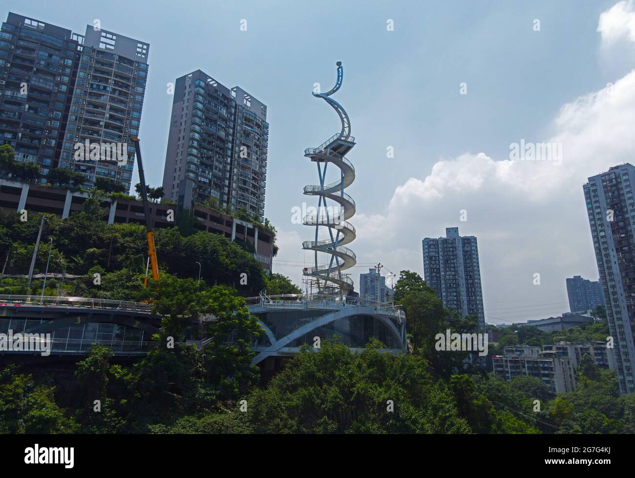 Chongqing, China, 13 July 2021Photo shows a spiral-shaped sky ladder ...