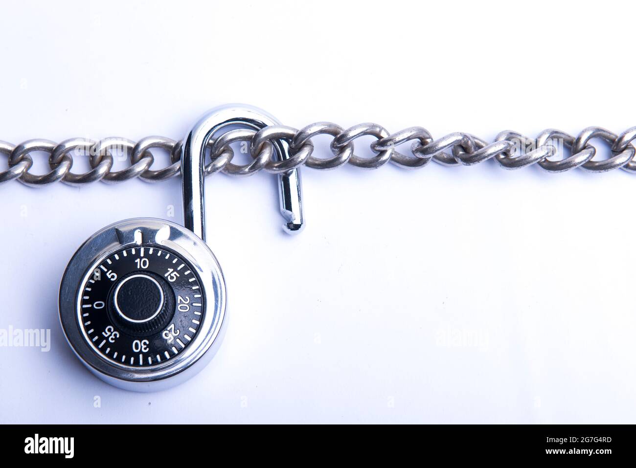 Chain of metal steel with padlock isolated over white background Stock ...