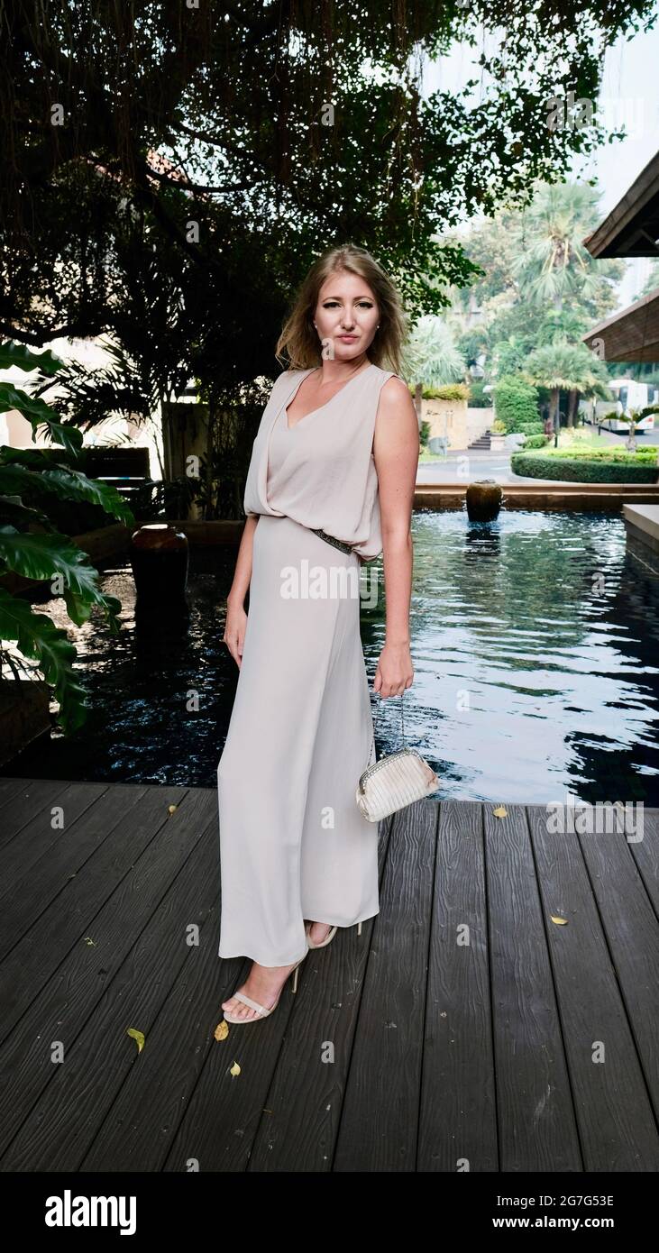 Eastern European Caucasian woman middle aged blonde hair light skin ...