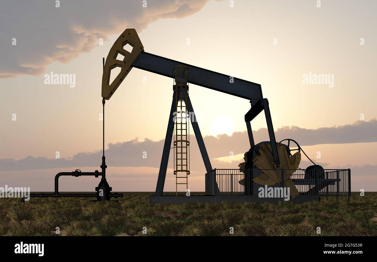 Oil pump at sunset Stock Photo - Alamy