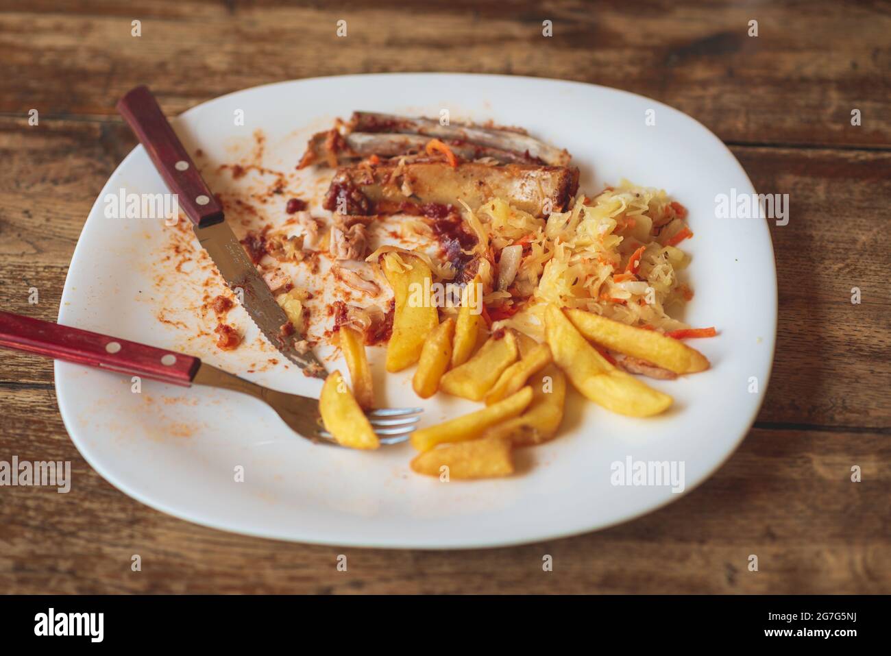 Food leftovers dirty plate chicken hi-res stock photography and images ...