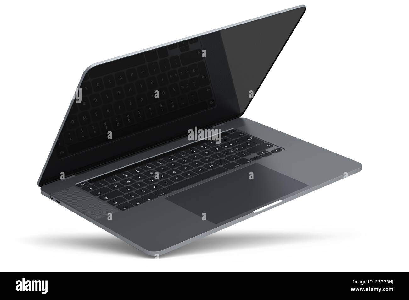 Realistic aluminum laptop with empty white screen display isolated on ...