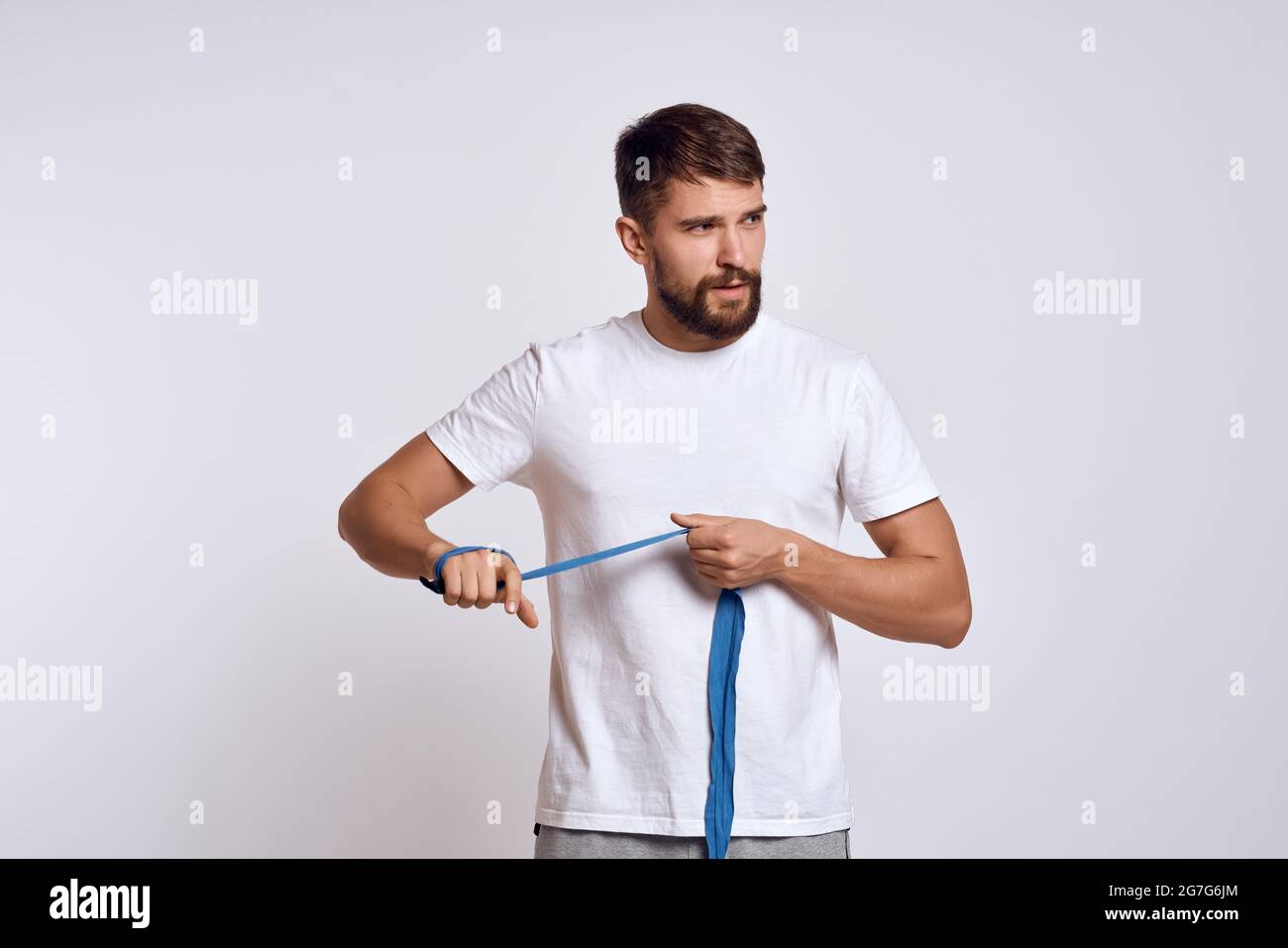sports man boxing bandage workout exercise punch Stock Photo - Alamy