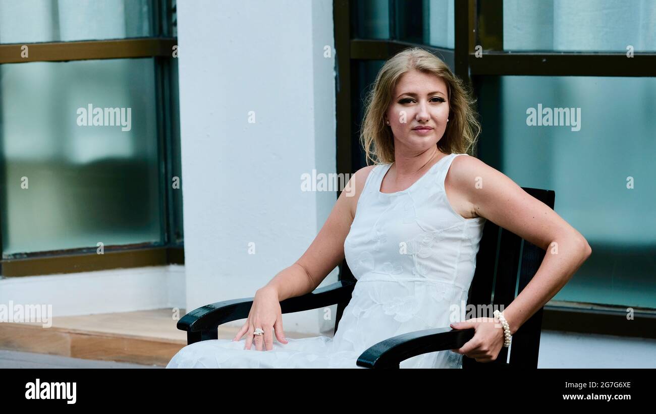 Eastern European Caucasian woman middle aged blonde hair light skin ...