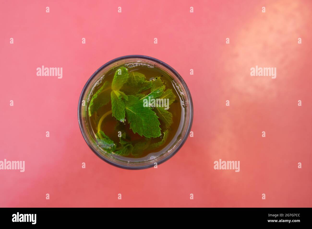 Top view of a Glass of moroccan tea with mint plant Stock Photo - Alamy