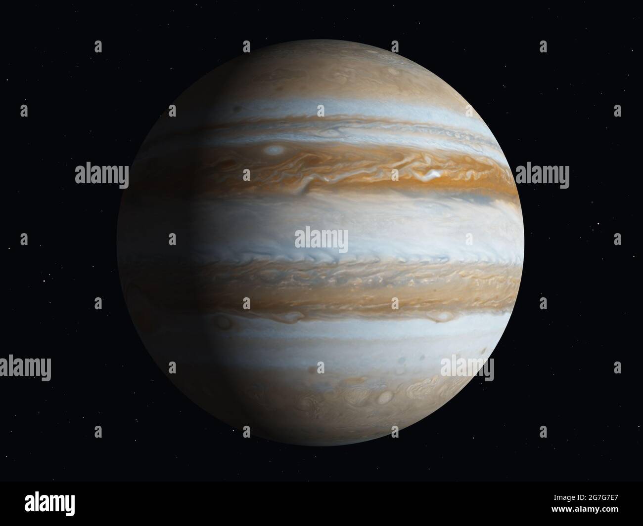 Planet Jupiter partially illuminated by the sun Stock Photo - Alamy